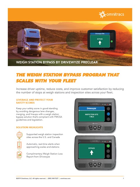Weigh Station Bypass - Powered by Drivewyze (Brochure) | Omnitracs
